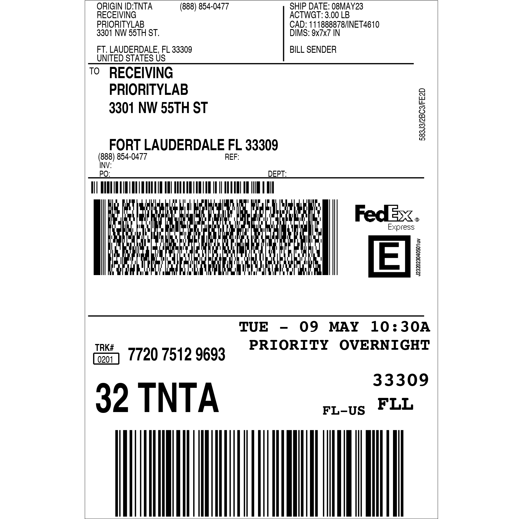 FedEx Priority Overnight Return Shipping—FHA Water Kits